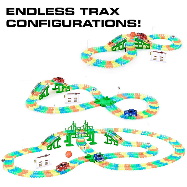Glow in The Dark Race Car Tracks Flexible Bendable Track Set with Ramp ...